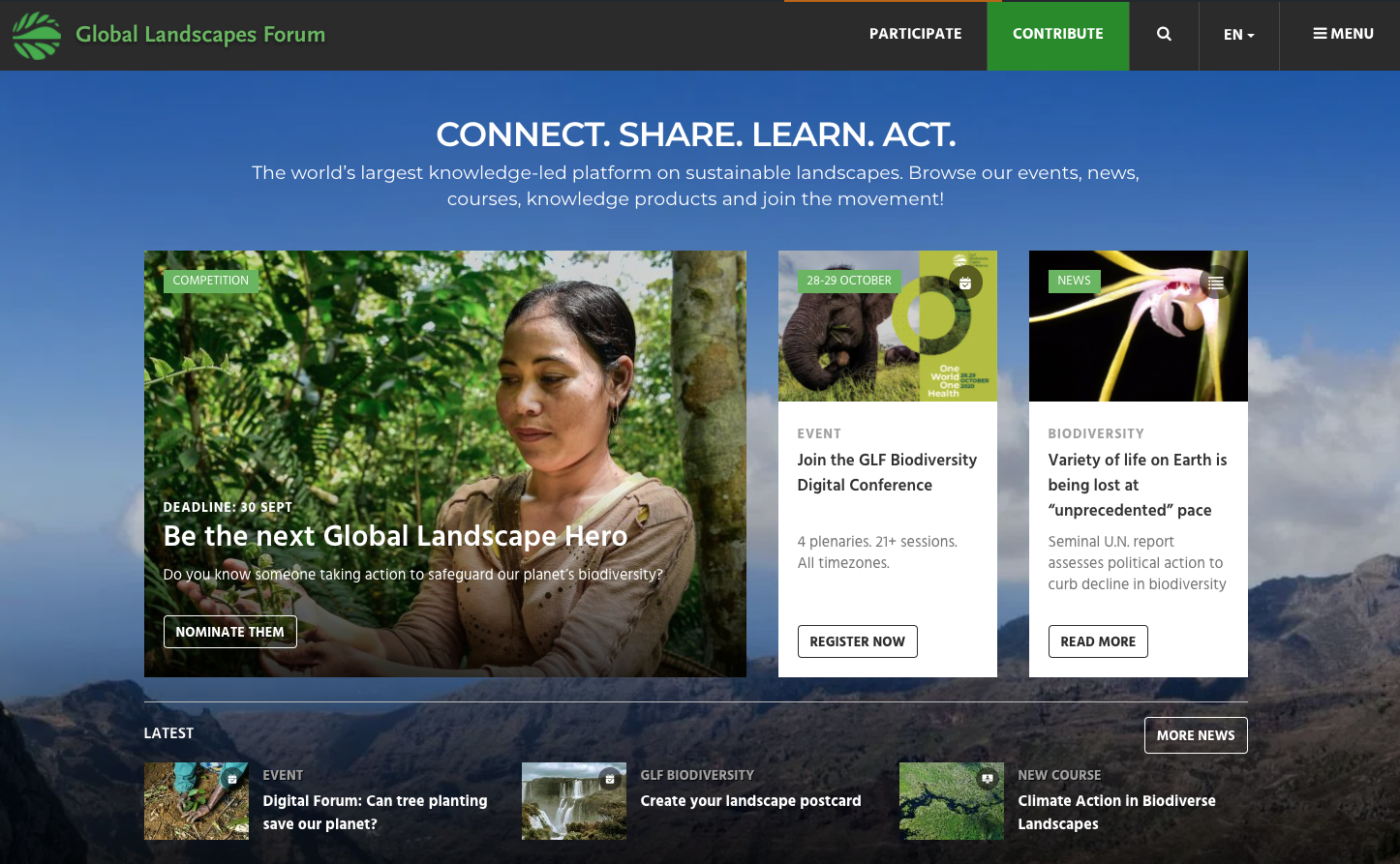 Connect, Share, Learn & Act - Global Landscapes Forum (GLF)
